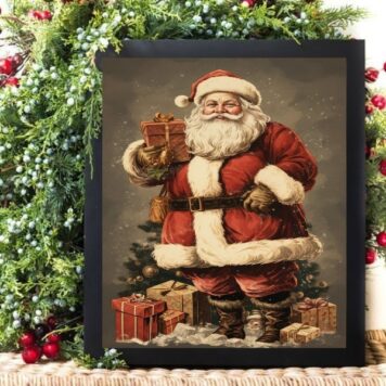 Quadro De Natal Papai Noel Vintage - Quadros Online