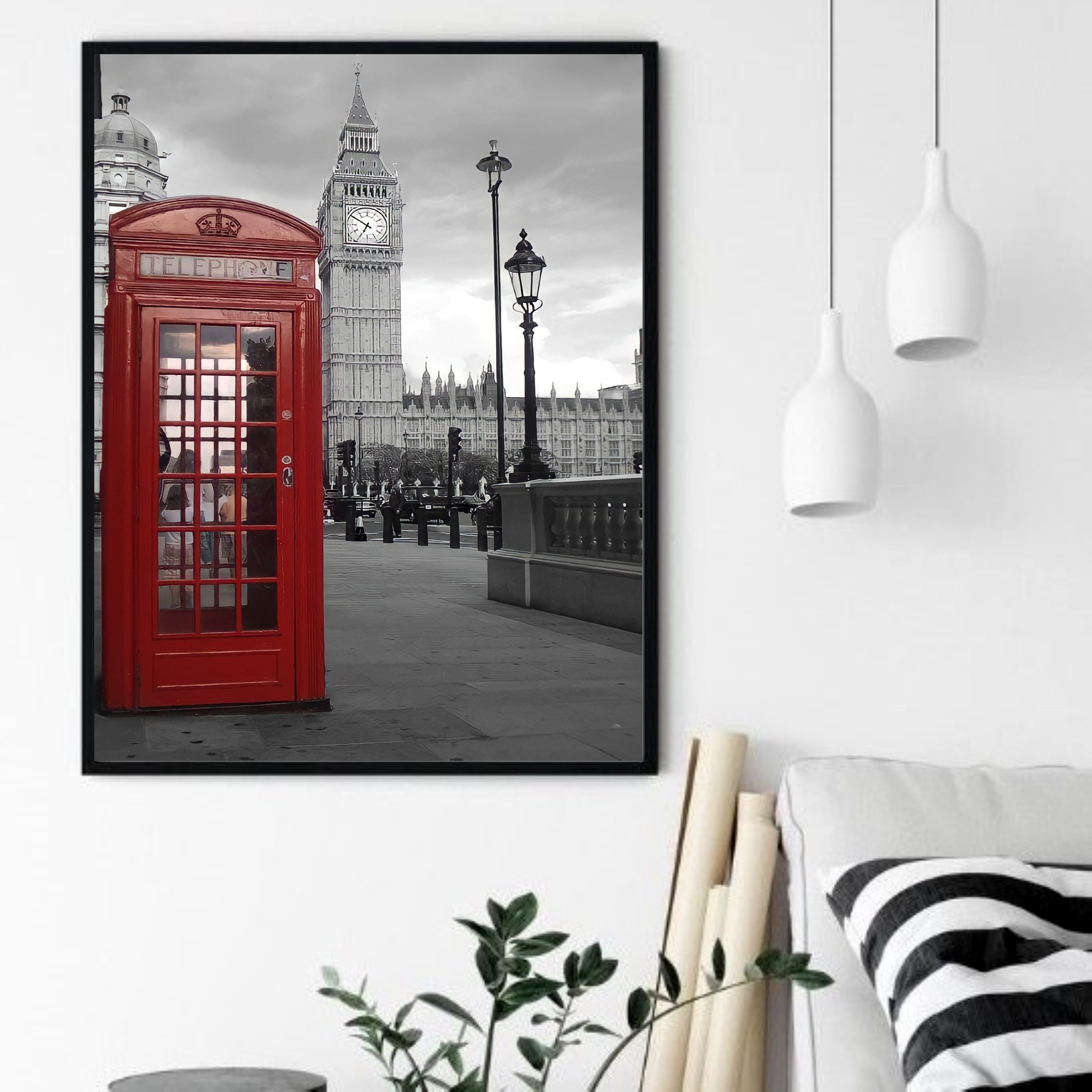 Quadro Decorativo Big Ben Cabine Londres - 70x50 cm - Quadros Online